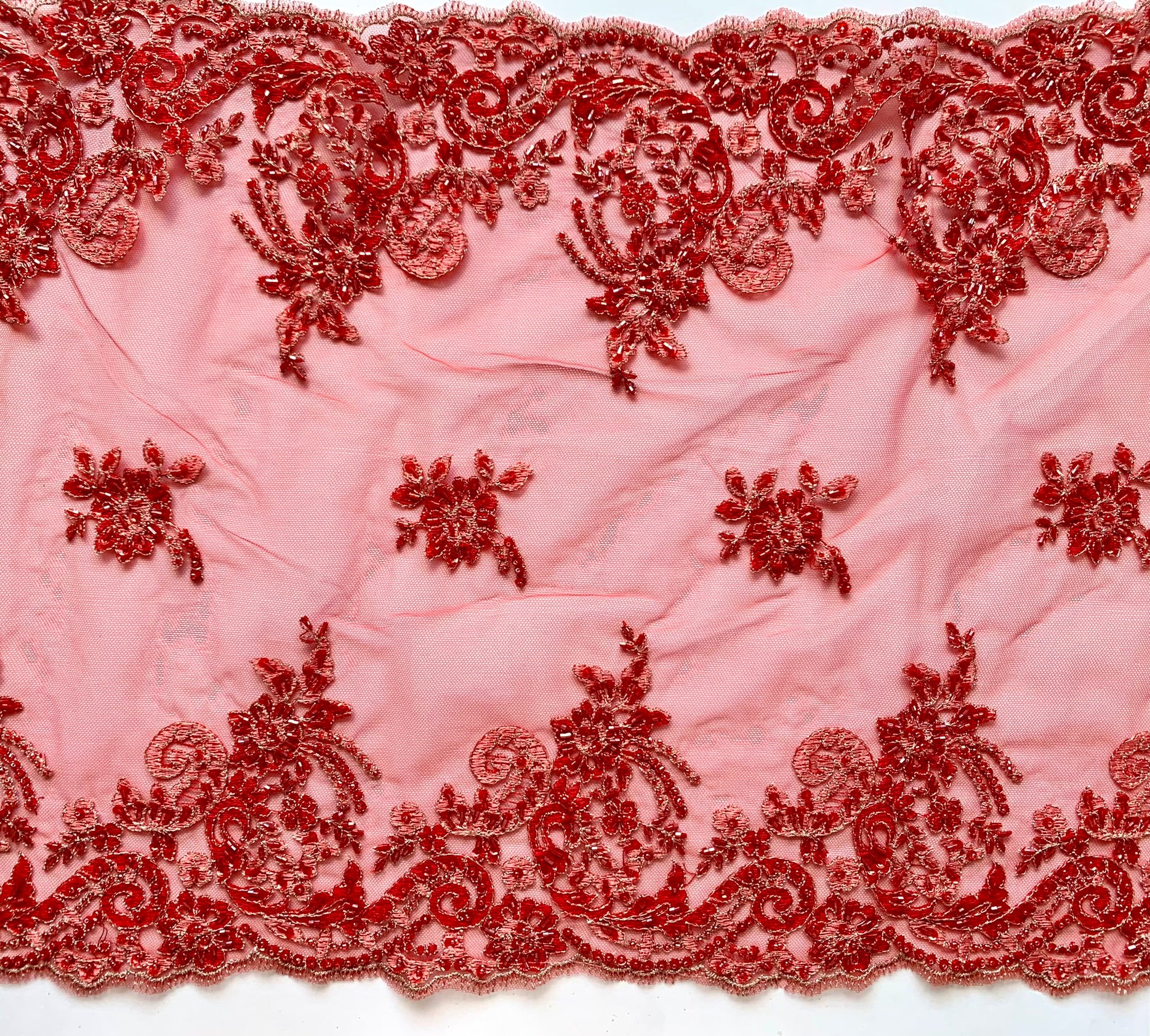 Delicate Beaded Lace Border - Red – Babushka Dance Supplies