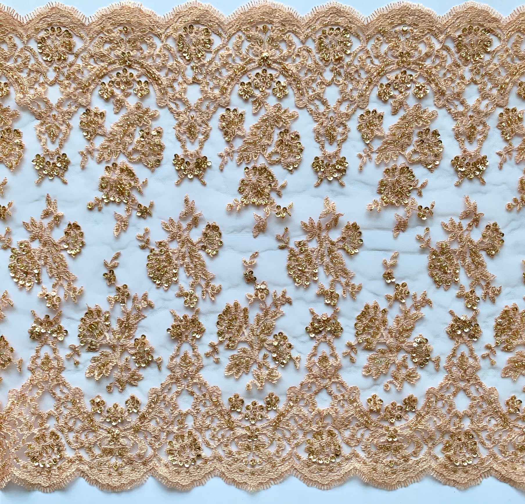 Iris Beaded Lace Border - Peach – Babushka Dance Supplies