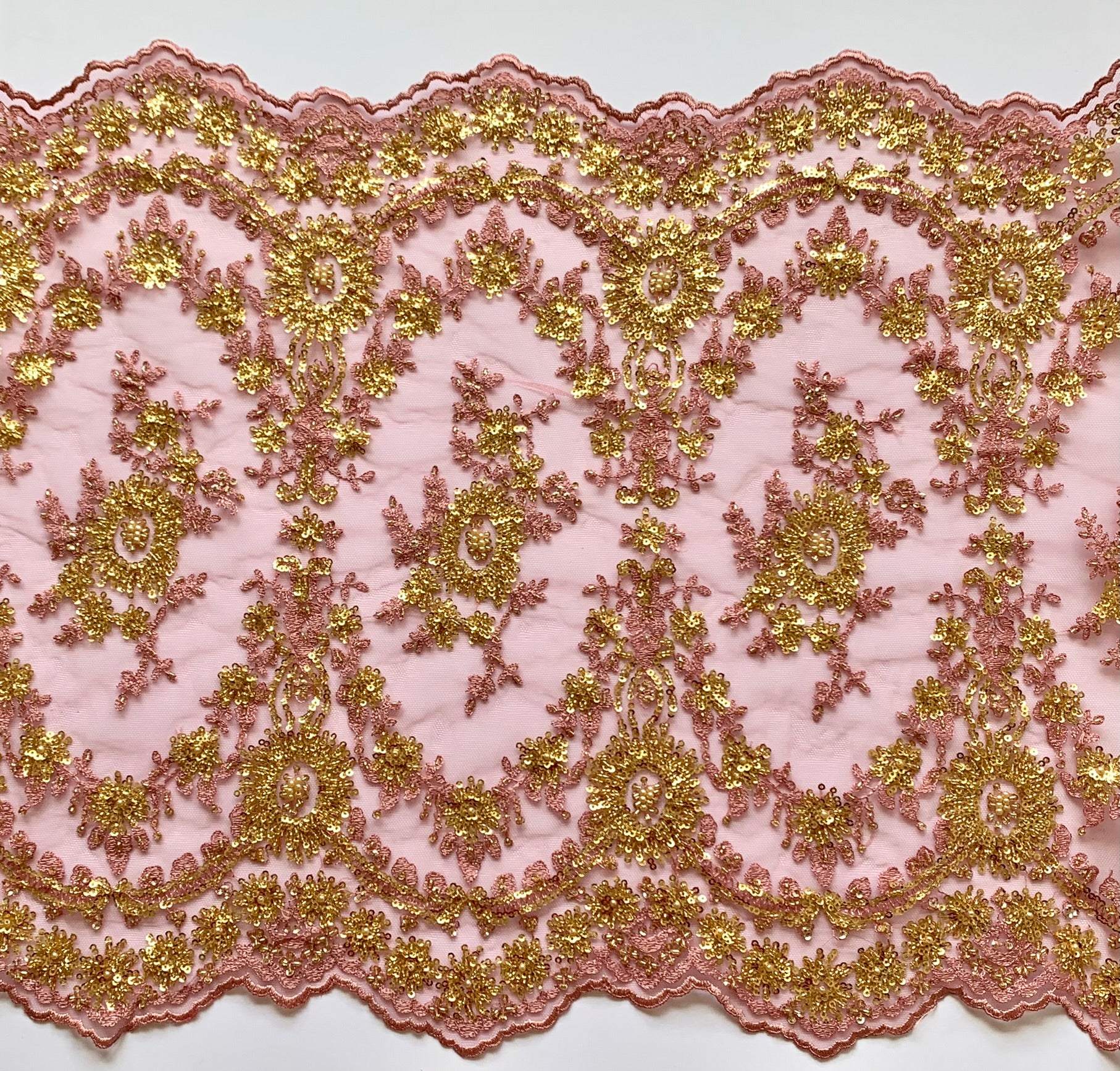 Beaded Lace Border - Pink and Gold – Babushka Dance Supplies